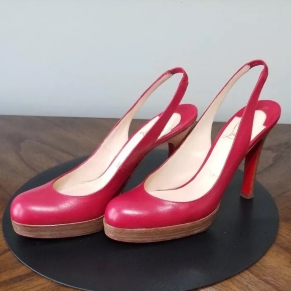 Christian Louboutin | Shoes | Christian Louboutin Red Slingback Heels ...